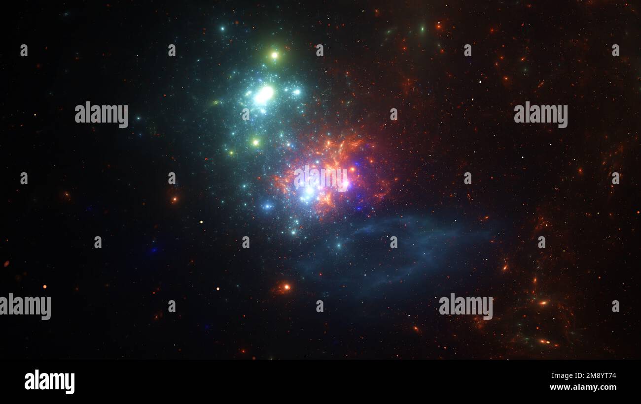 Creation of the universe in space, the birth of planets and galaxies ...