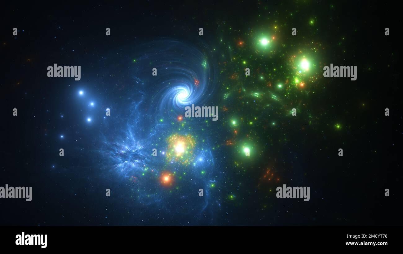 Creation of the universe in space, the birth of planets and galaxies ...