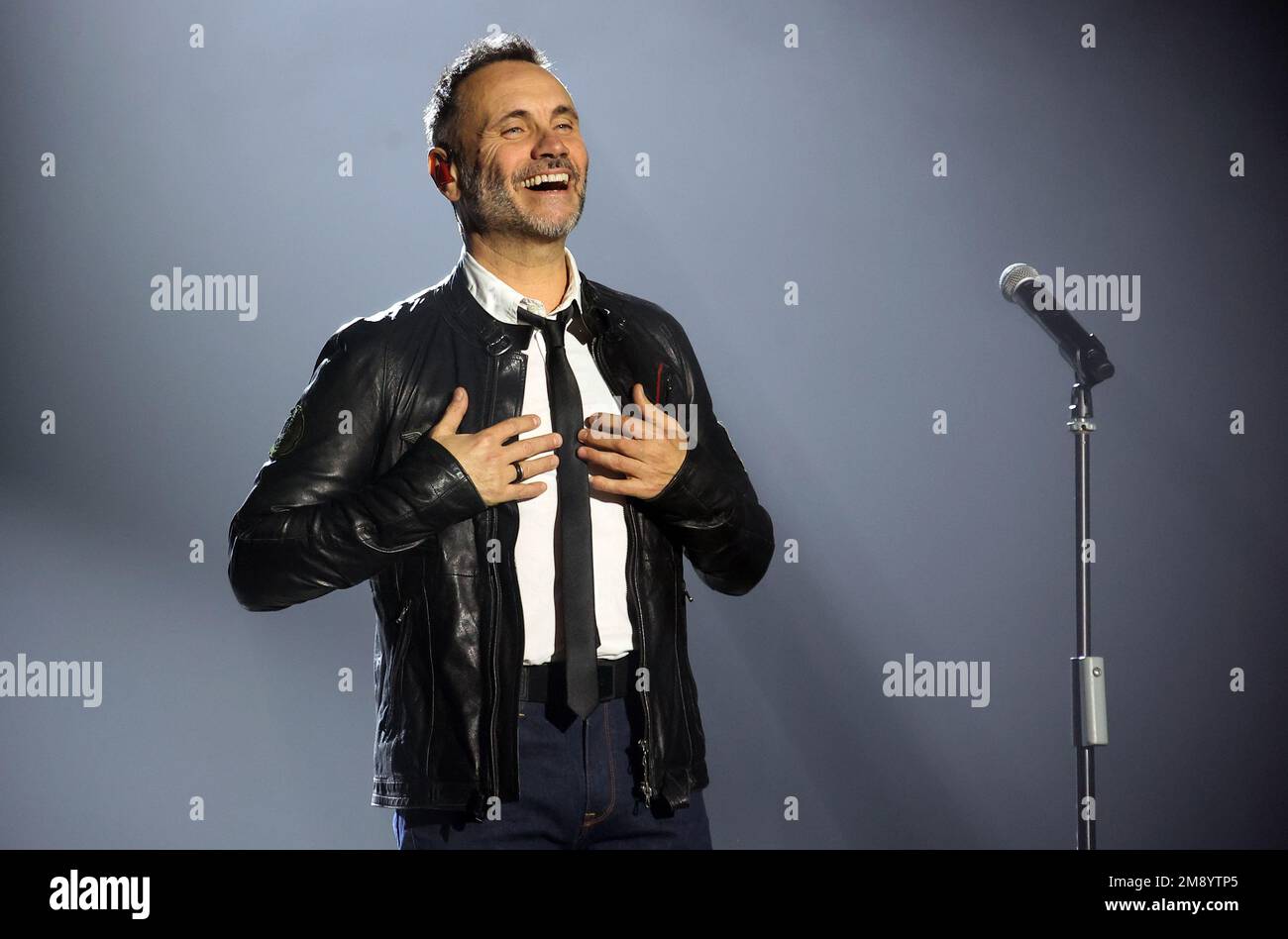 Italian singer Filippo “Nek” Neviani during his performance at Teatro ...