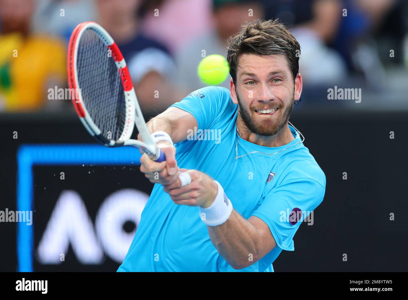 Melbourne, Australia. 16th Jan, 2023. Cameron Norrie of United Kingdom plays a shot during round ...