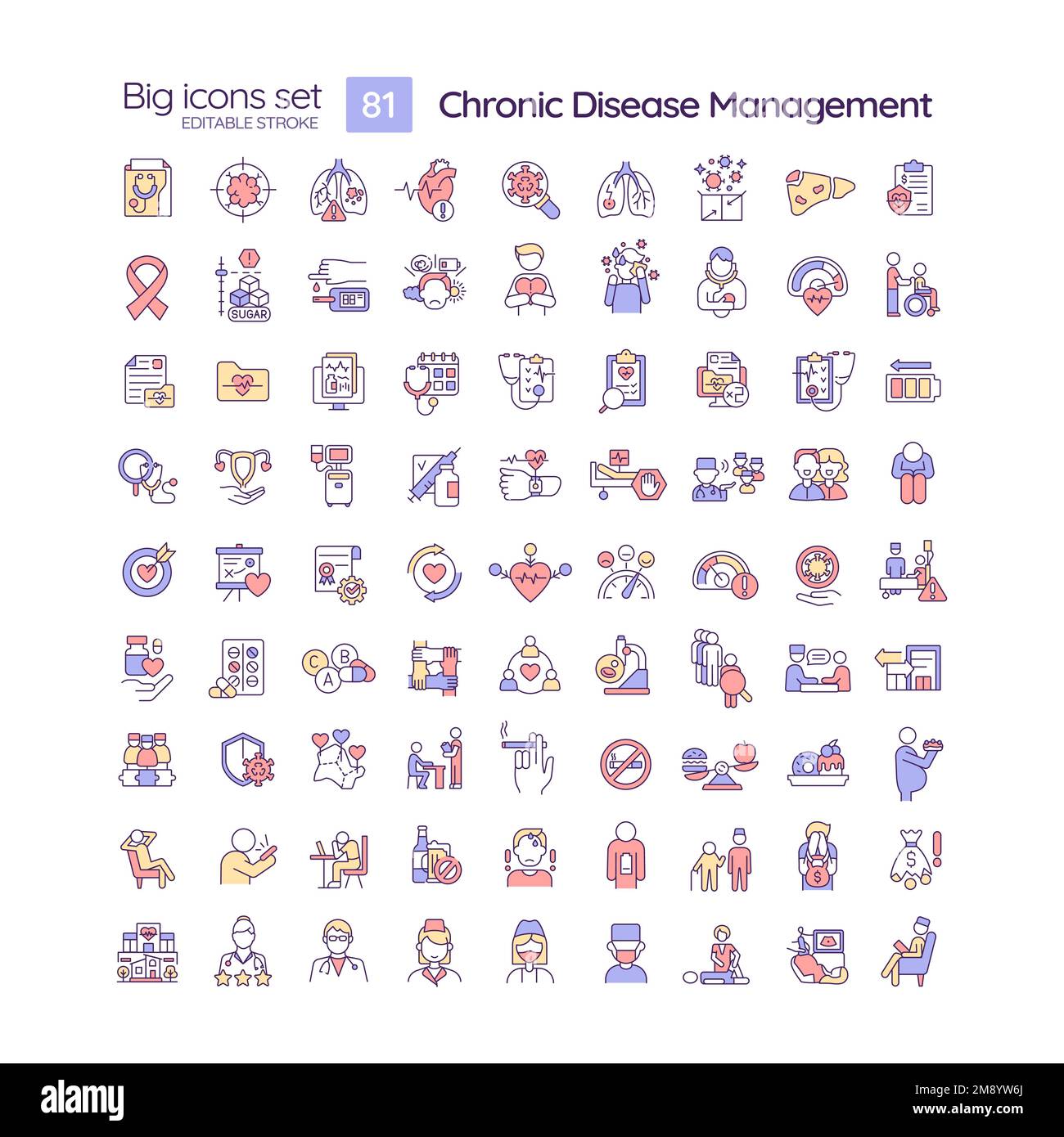 Chronic disease management RGB color icons set Stock Vector Image & Art ...