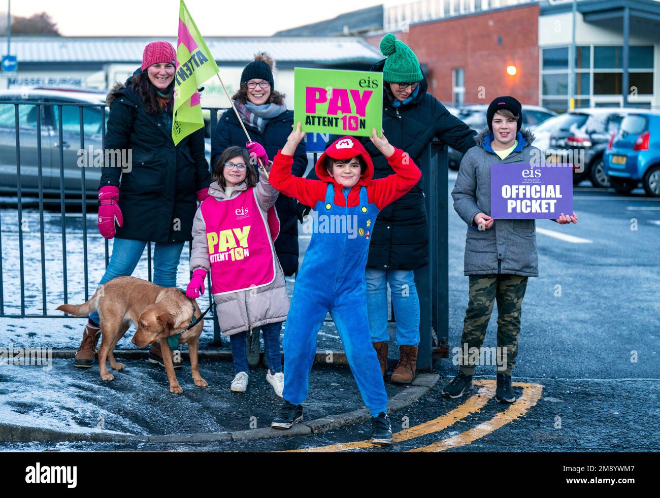 Teachers and pupils on the picket line outside Musselburgh Grammar ...