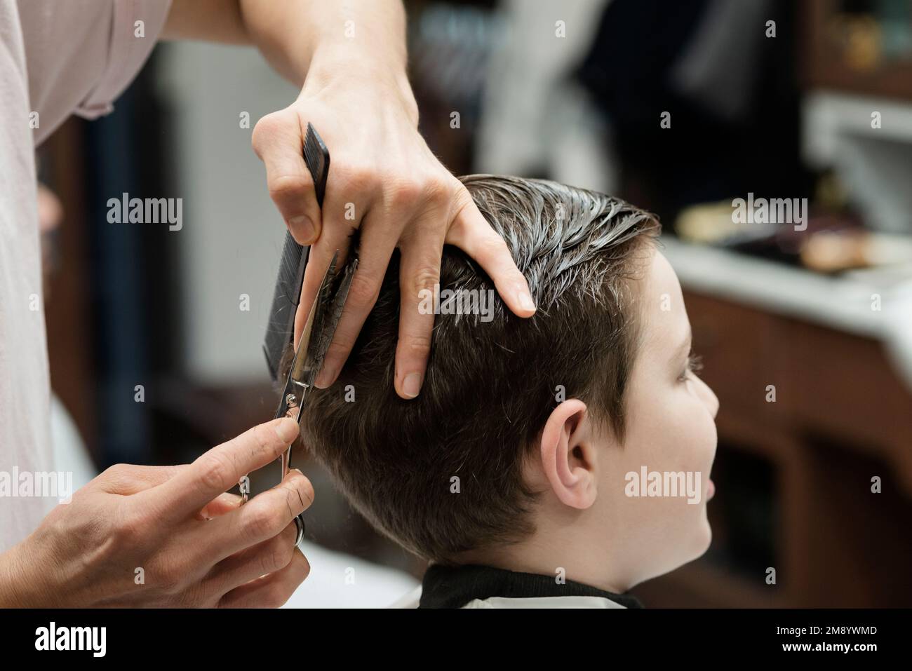 A Little Boy in a Hairdressing Salon Stock Photo - Alamy