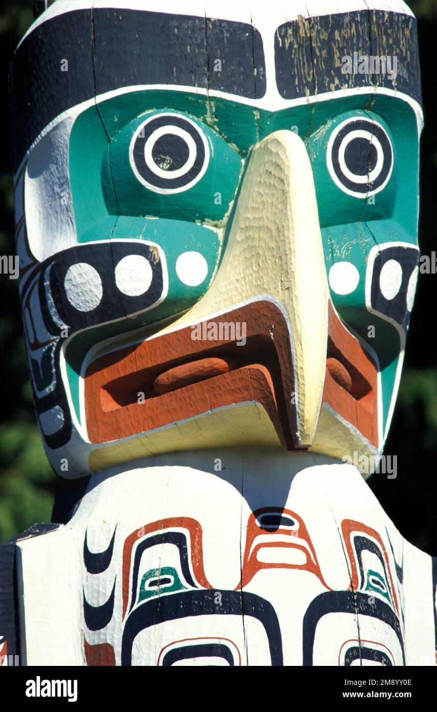 Canada, Vancouver, Stanley Park Totem poles from various Indian tribes ...