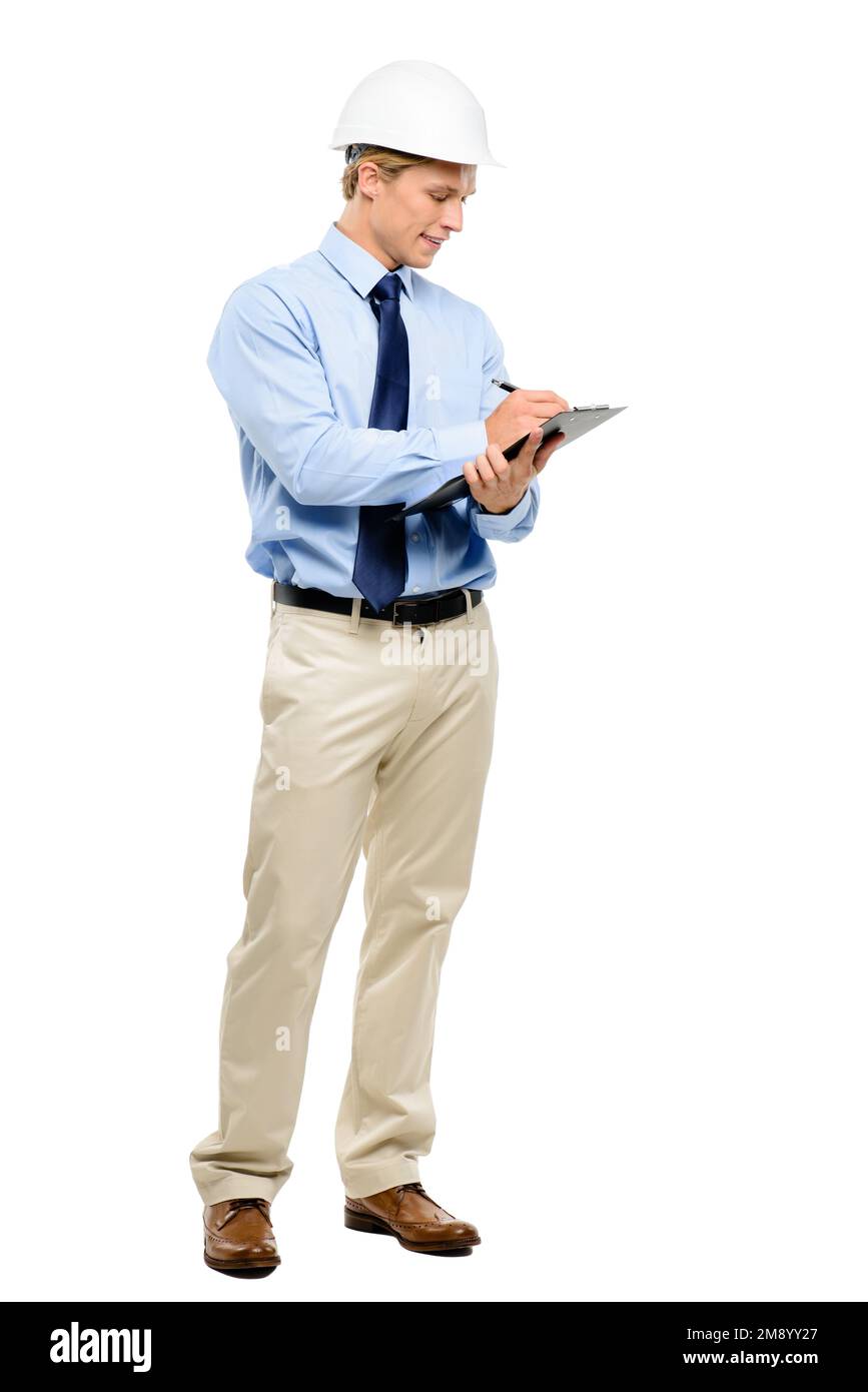 Making a note of the plans I need to redesign. Full length shot of a ...