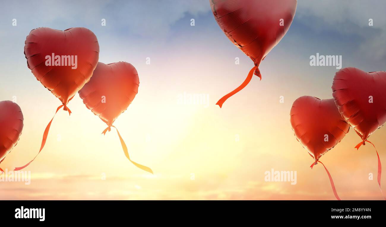 Happy Valentine's Day banner. Holiday background design with big heart ...
