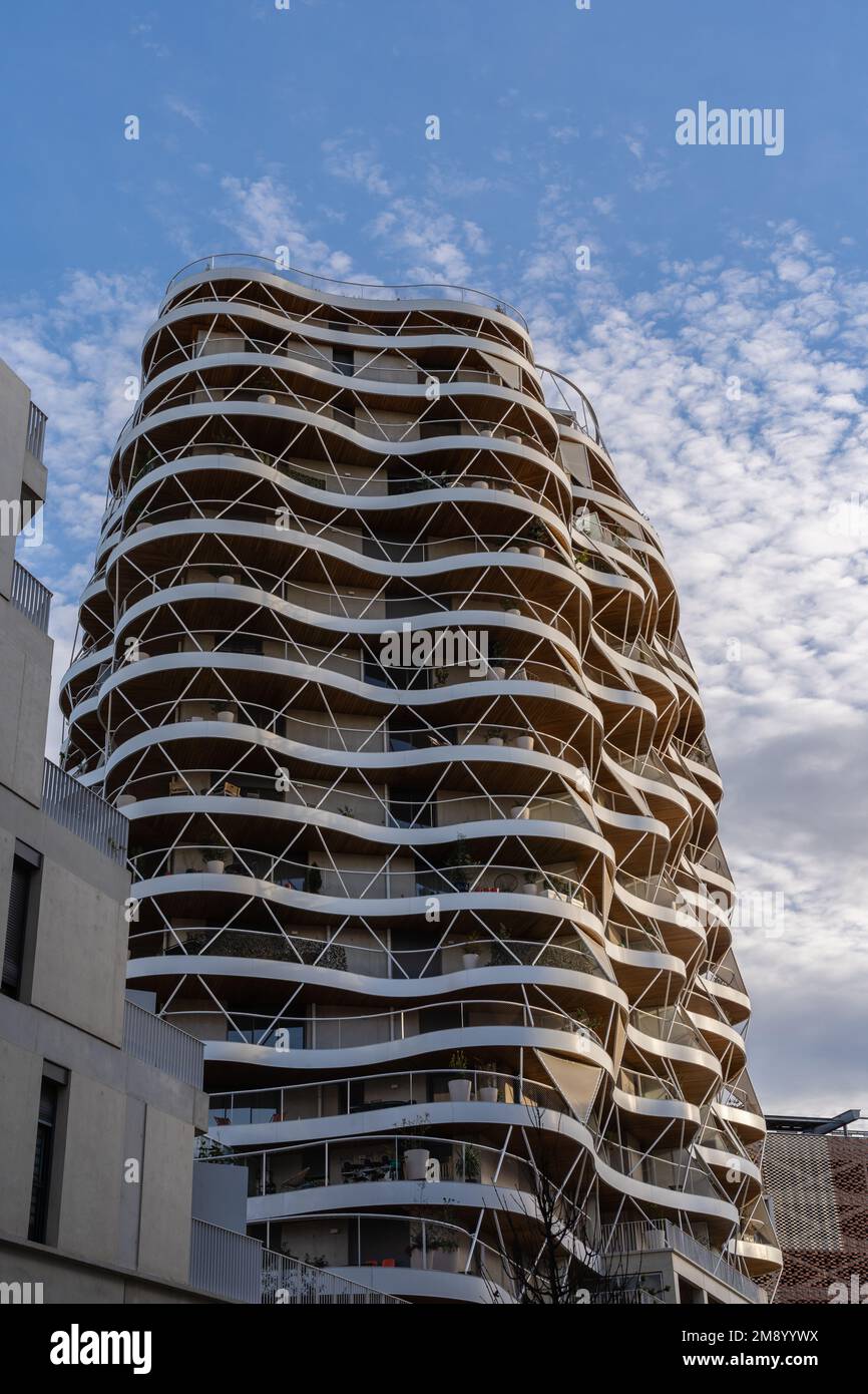 Montpellier, France - 01 12 2023 : Vertical view of modern landmark ...
