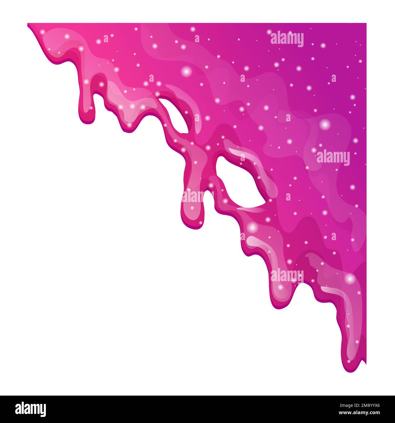 Pink or purple corner slime, sticky liquid with glitter in cartoon ...