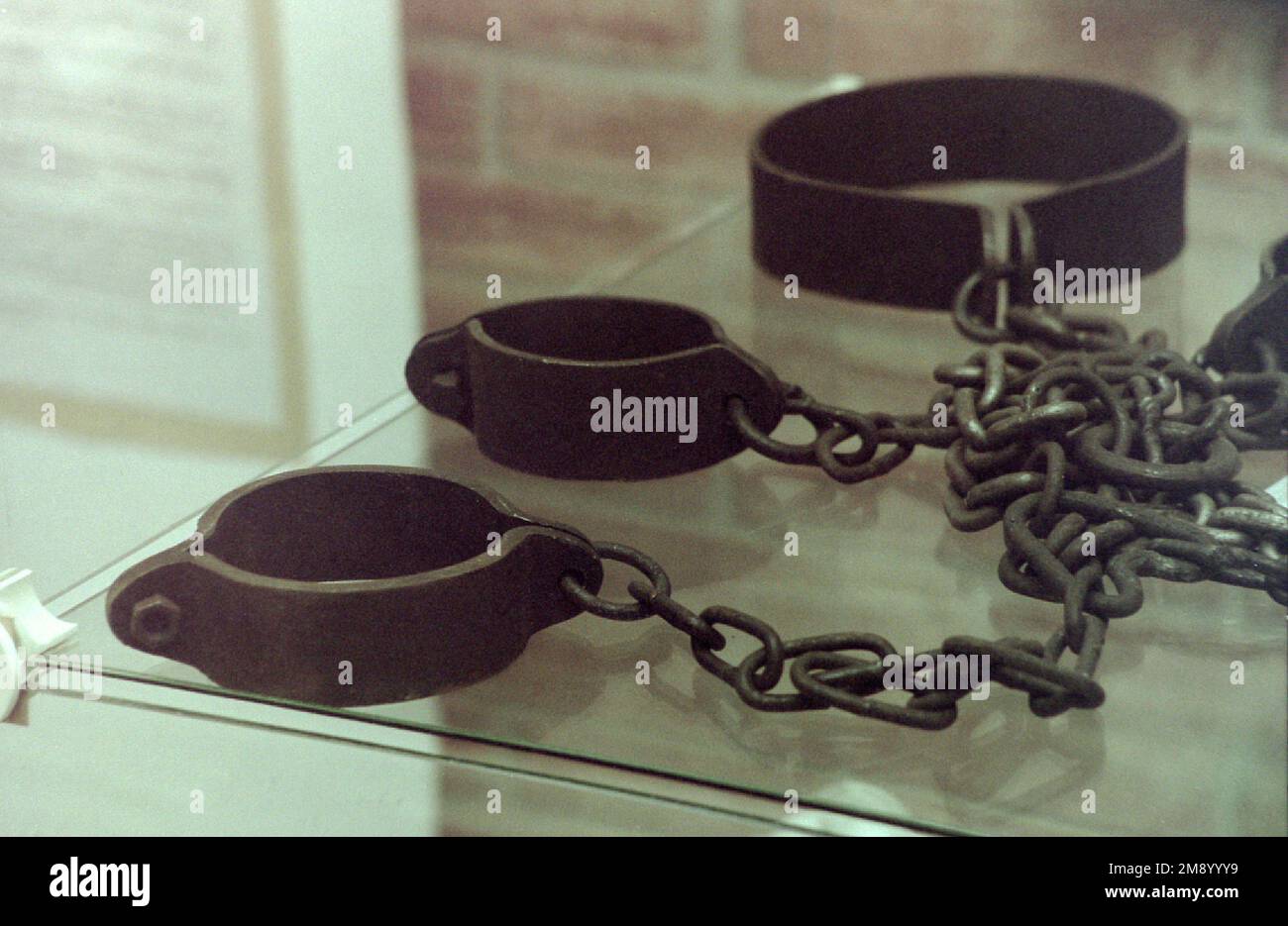 Shackles in the prison museum in Jurmala, Latvia. Here are exhibits ...