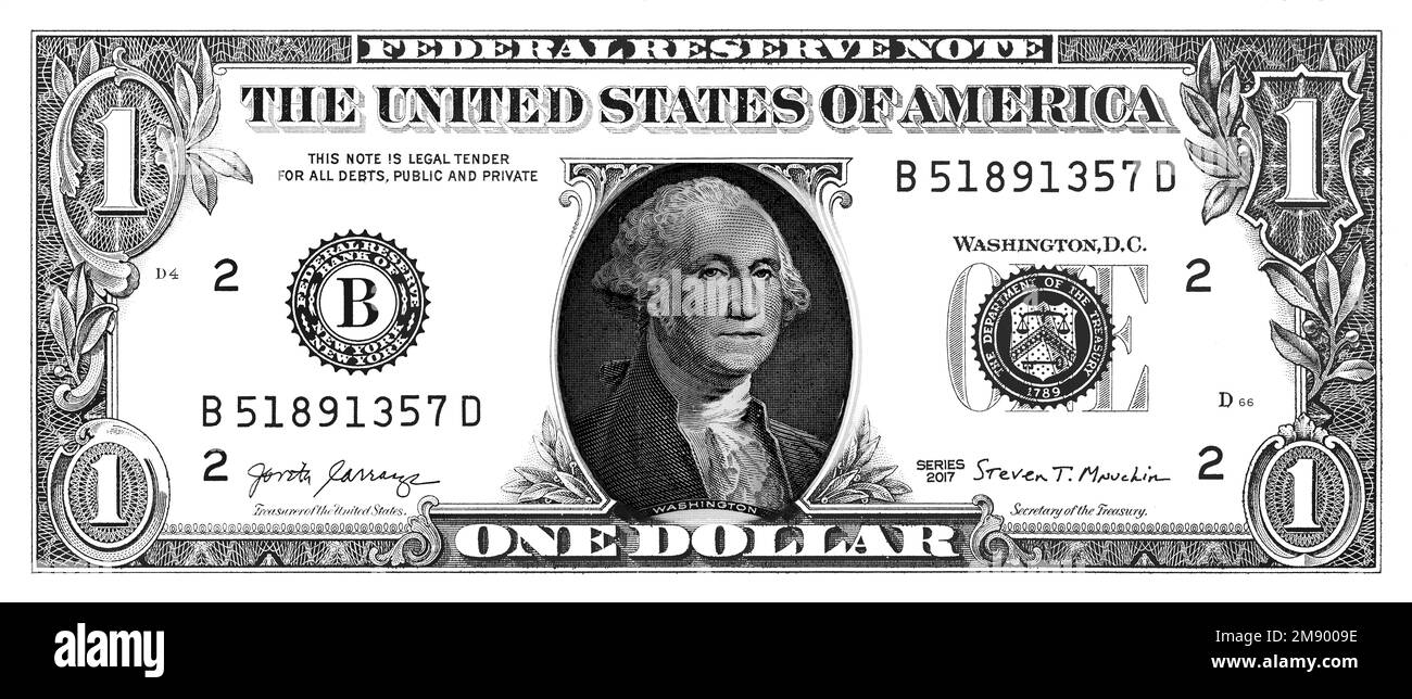 blue textured 1 US dollar banknote with black background for design ...