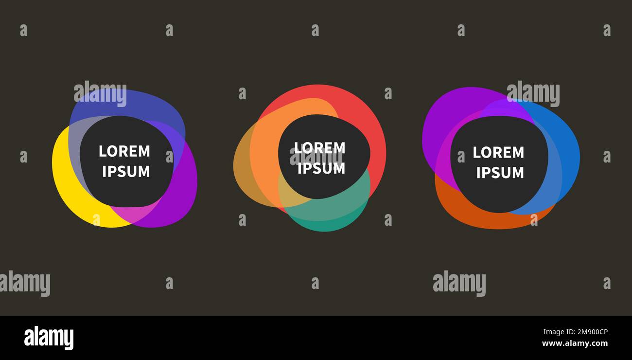 Label, organic shapes, abstract web frame, border. Set of round random ...