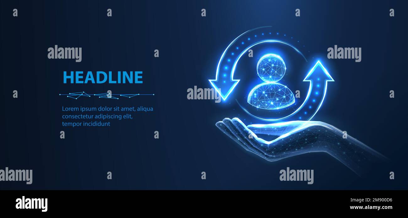 Customer support. Client icon on hand isolated on blue. All inclusive ...