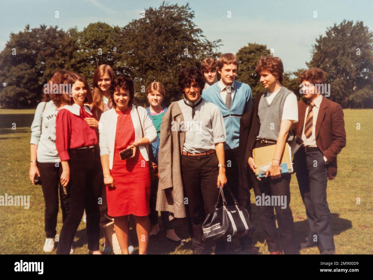 Group of sixth form students aged around 18, archival photo from 1982 ...