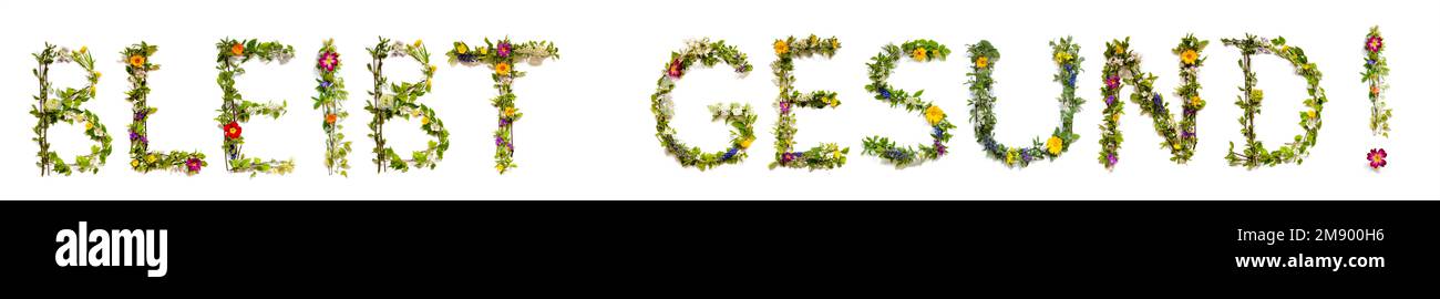 Blooming Flower Letters Building German Word Bleibt Gesund Means Stay Healthy Stock Photo - Alamy