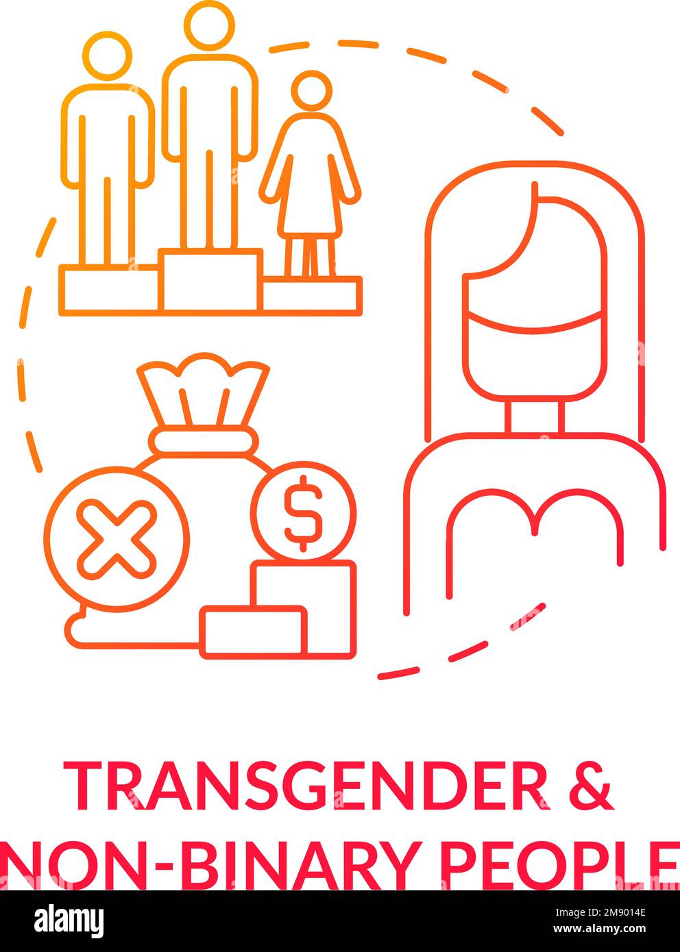 Transgender and nonbinary people red gradient concept icon Stock Vector ...