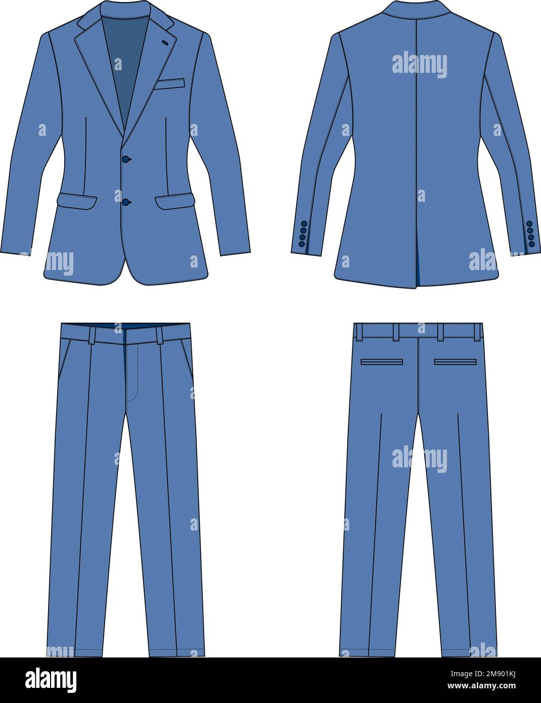 2 piece suits vector template illustration | blue Stock Vector Image ...