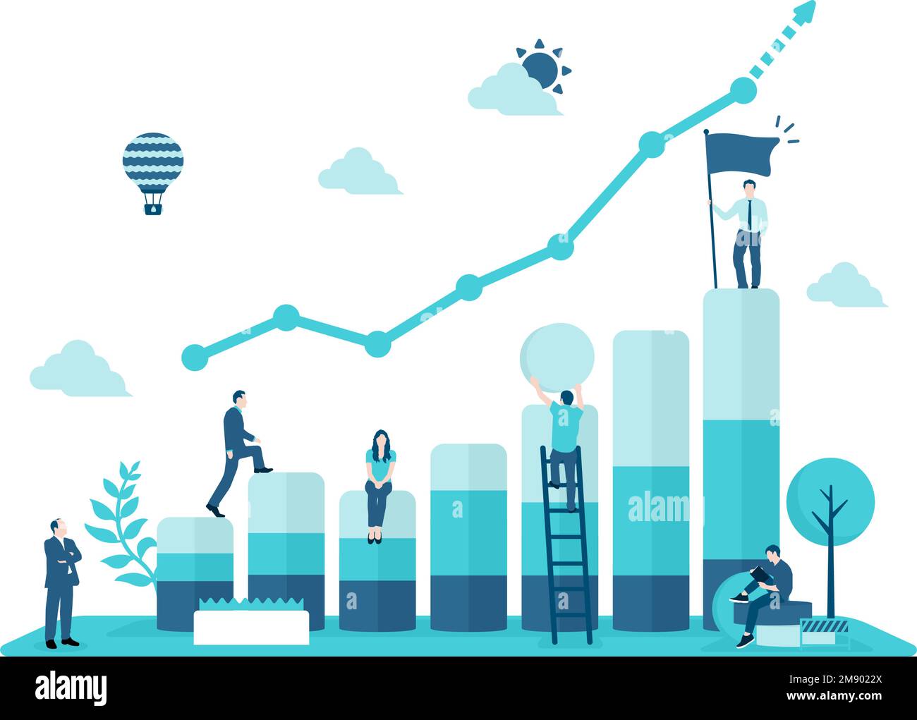 Business growth , business development motif vector banner illustration ...