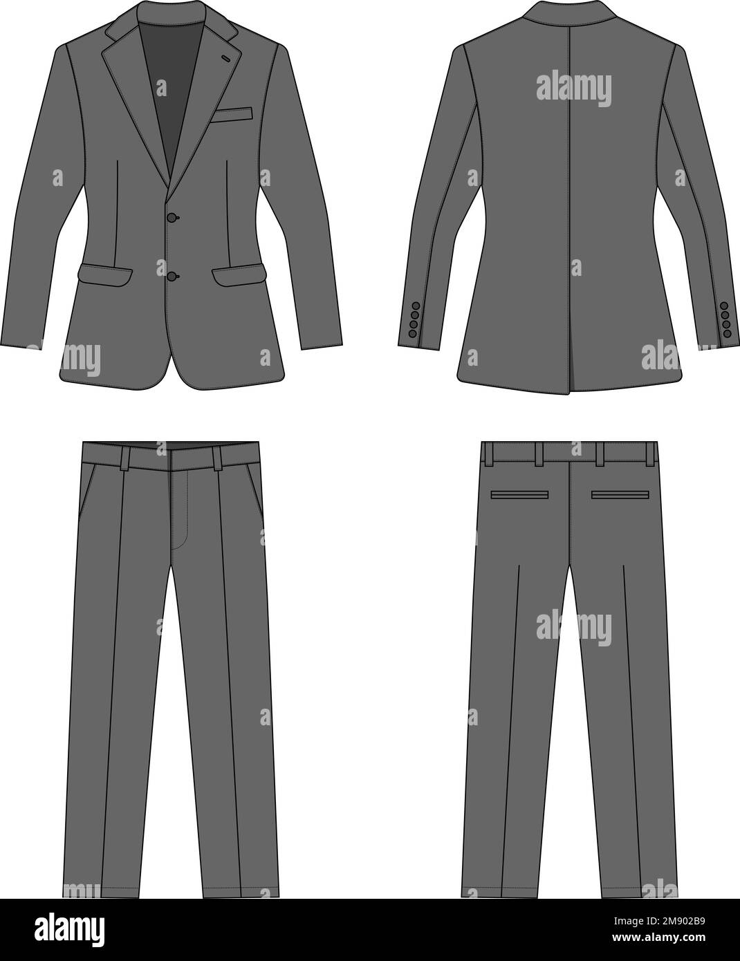 2 piece suits vector template illustration | gray Stock Vector Image ...