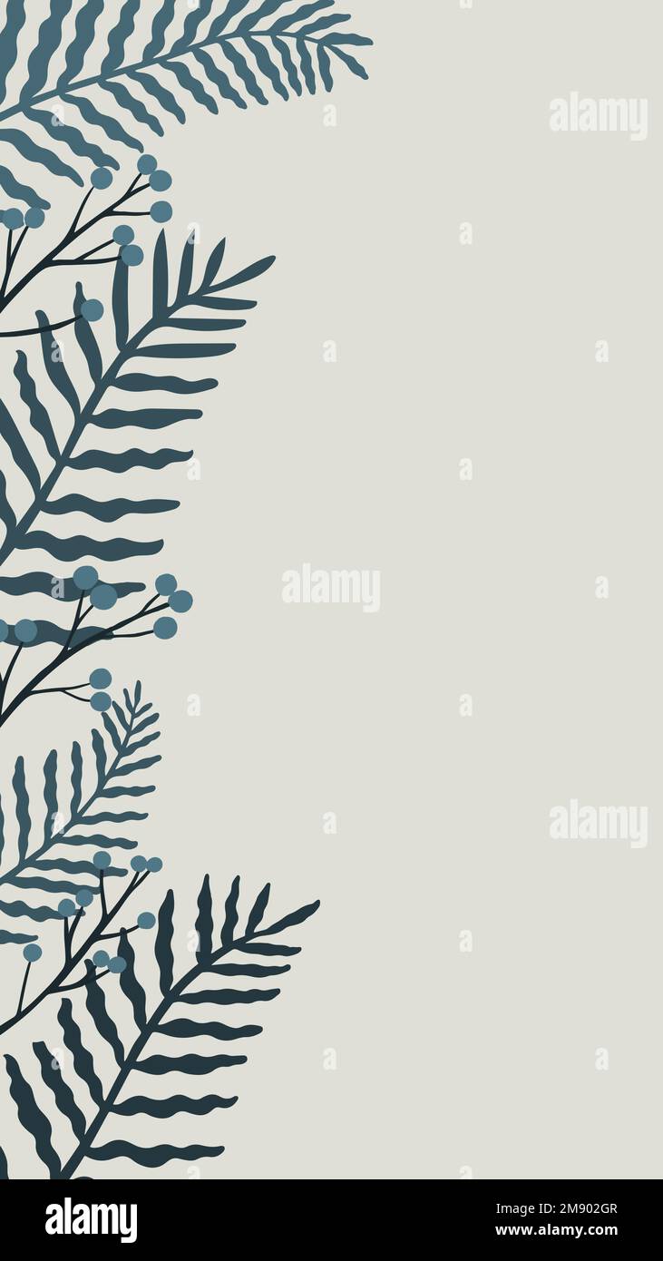 Leafy botanical copy space on a gray phone background vector Stock ...