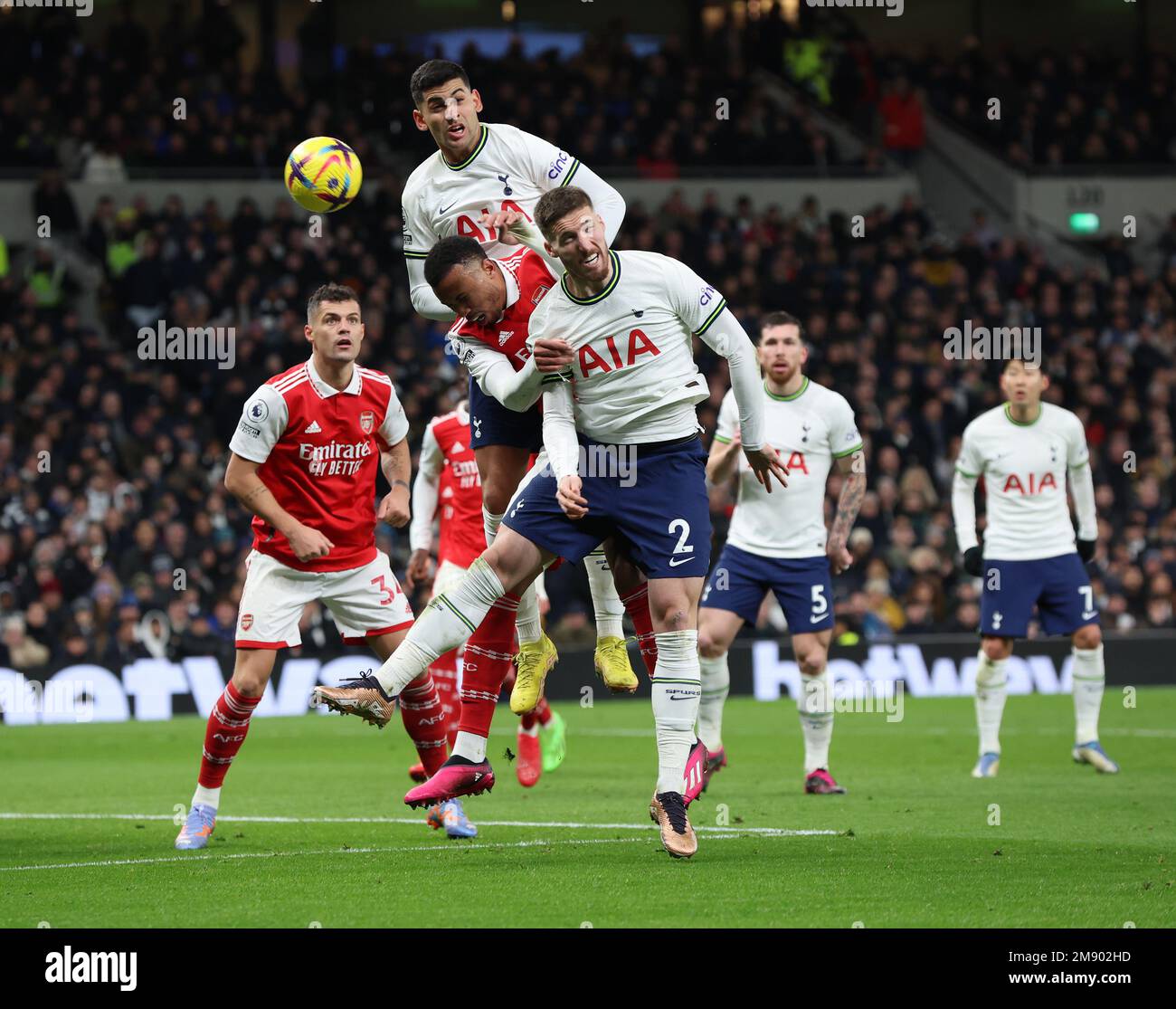 L-R Tottenham Hotspur's Cristian Romero and Tottenham Hotspur's Matt ...