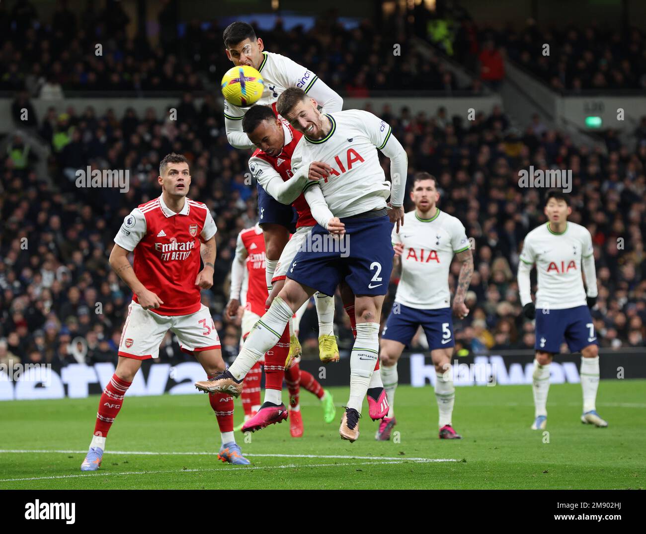 L-R Tottenham Hotspur's Cristian Romero and Tottenham Hotspur's Matt ...