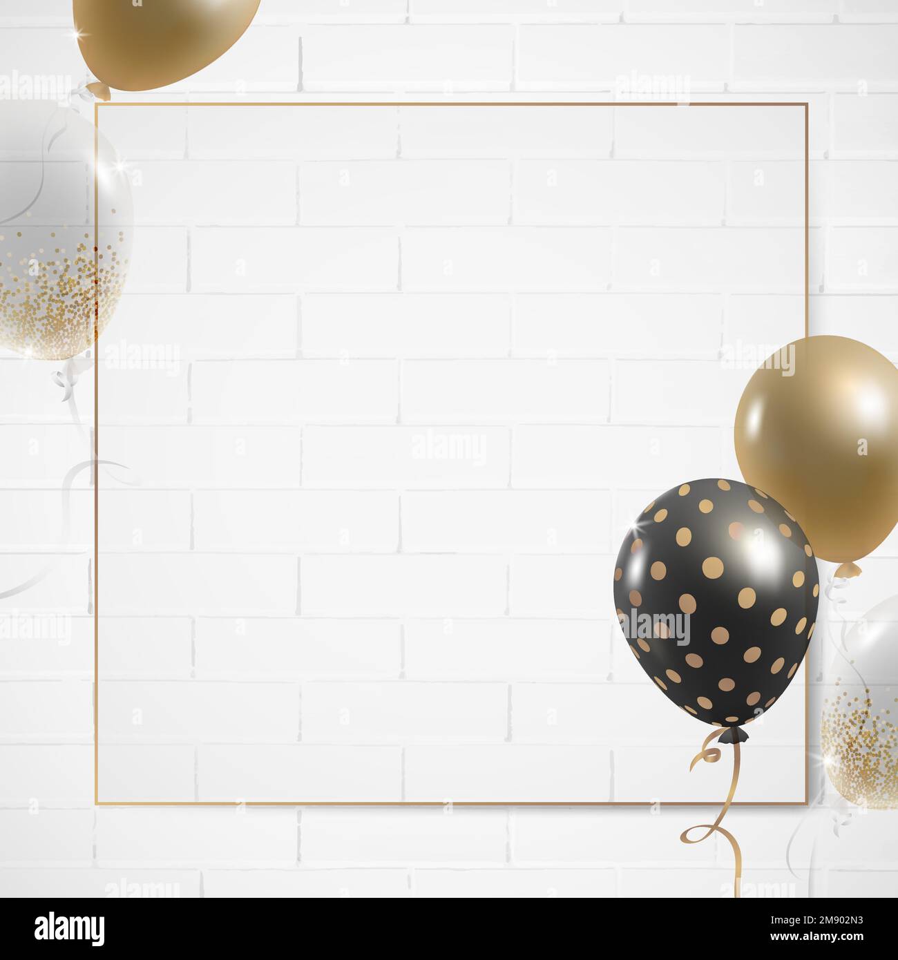 Golden square balloons frame design vector Stock Vector Image & Art - Alamy