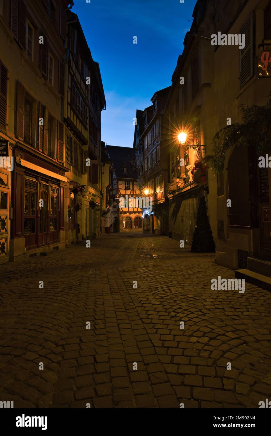 Colmar old town center at night Stock Photo - Alamy