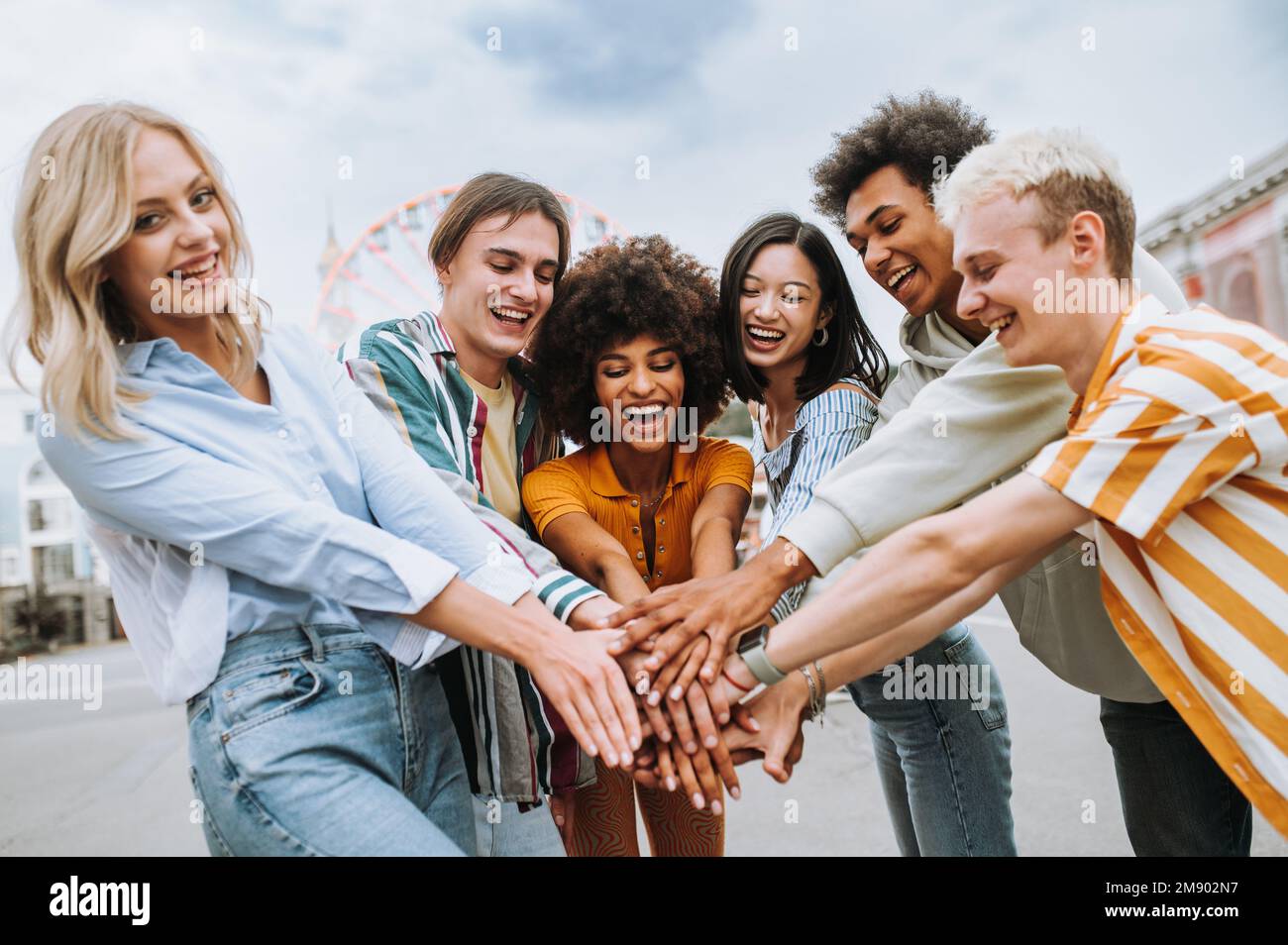Multiracial young people together meeting and social gathering - Group ...