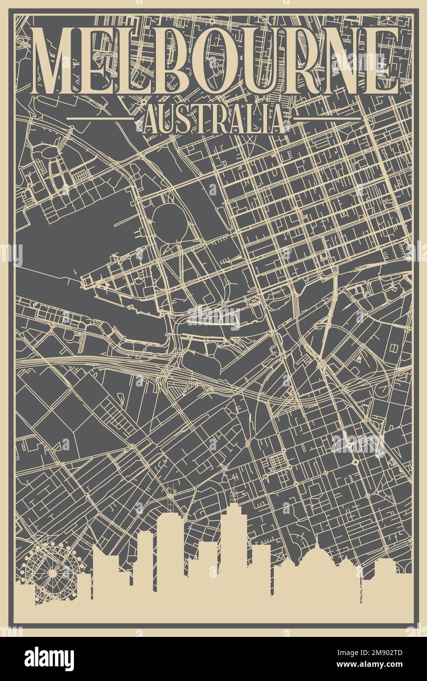 Downtown Melbourne Australia Map Melbourne Australia Map Wall Art
