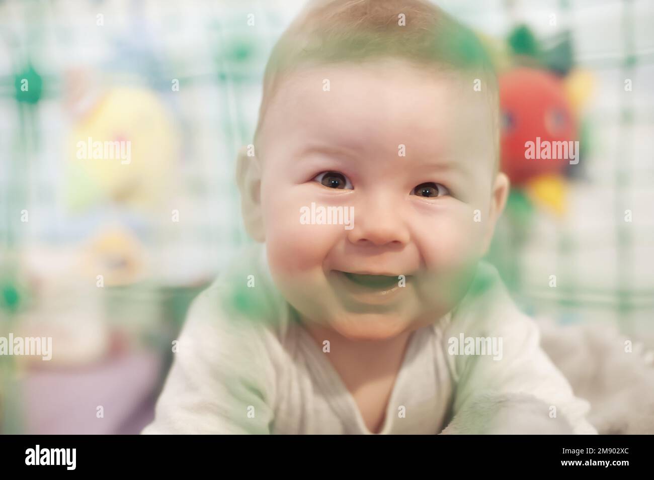 Portrait view of happy cute smiling baby. Joy and happiness concept ...