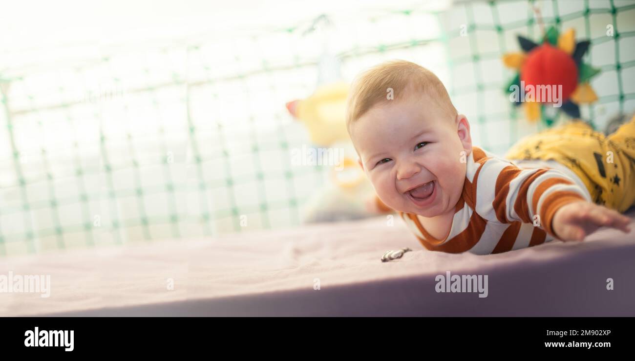 Portrait view of happy cute smiling baby. Joy and happiness concept ...