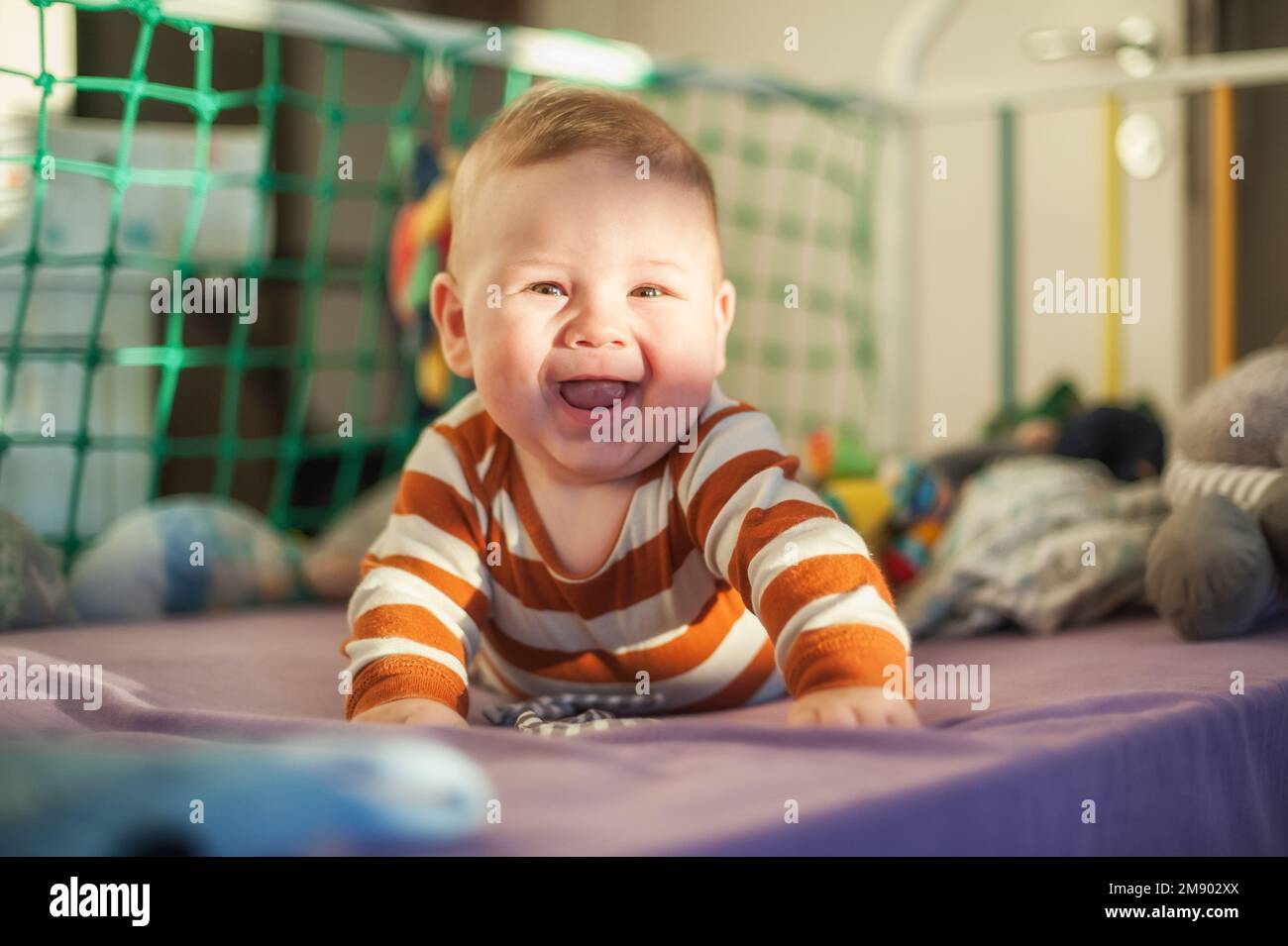 Portrait view of happy cute smiling baby. Joy and happiness concept ...