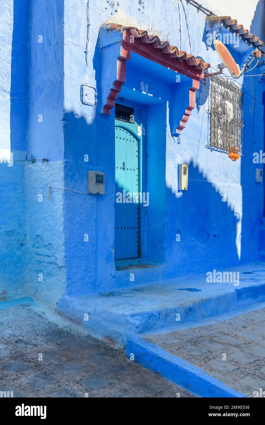 Doorways in the beautiful city of Chefchaouen in Morocco. Also known as ...