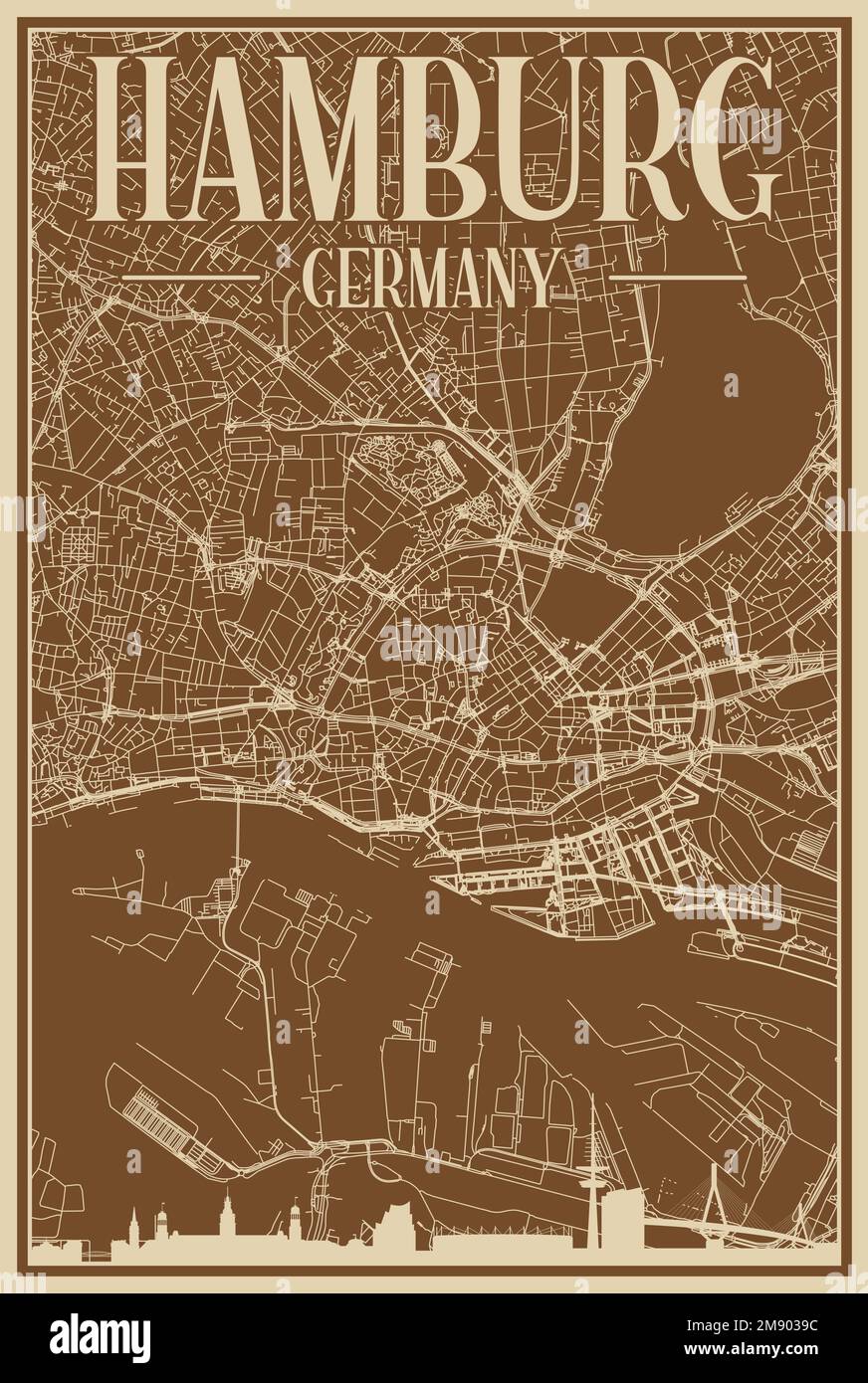 Road network poster of the downtown HAMBURG, GERMANY Stock Vector Image & Art - Alamy