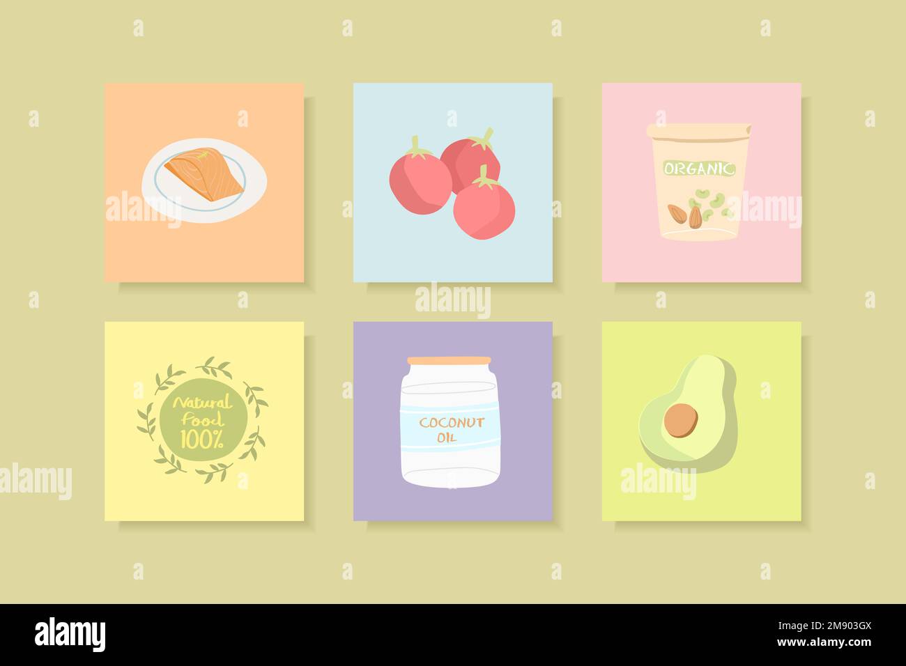 Healthy food card collection vector Stock Vector Image & Art - Alamy