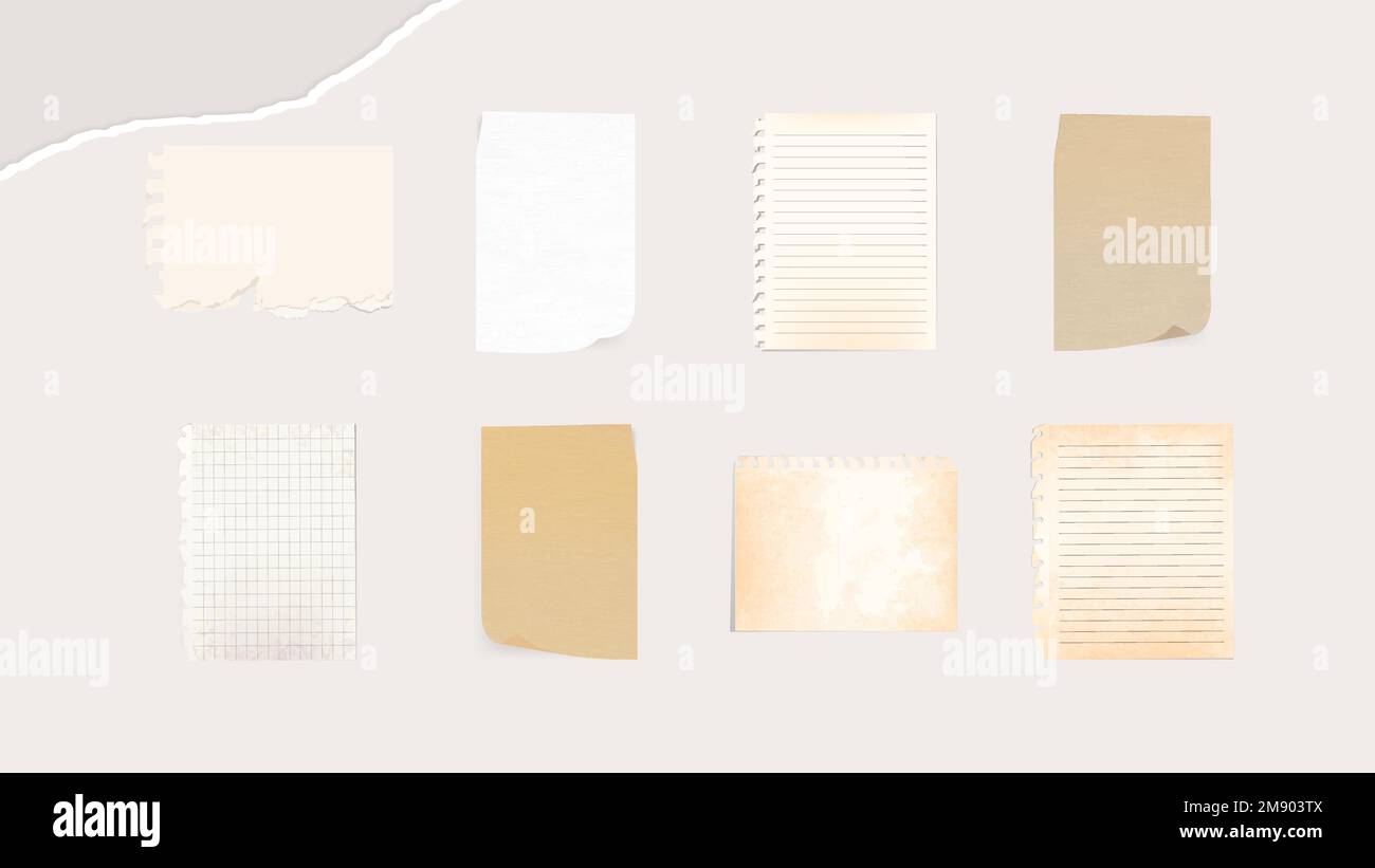 Old paper note collection wallpaper vector Stock Vector Image & Art - Alamy