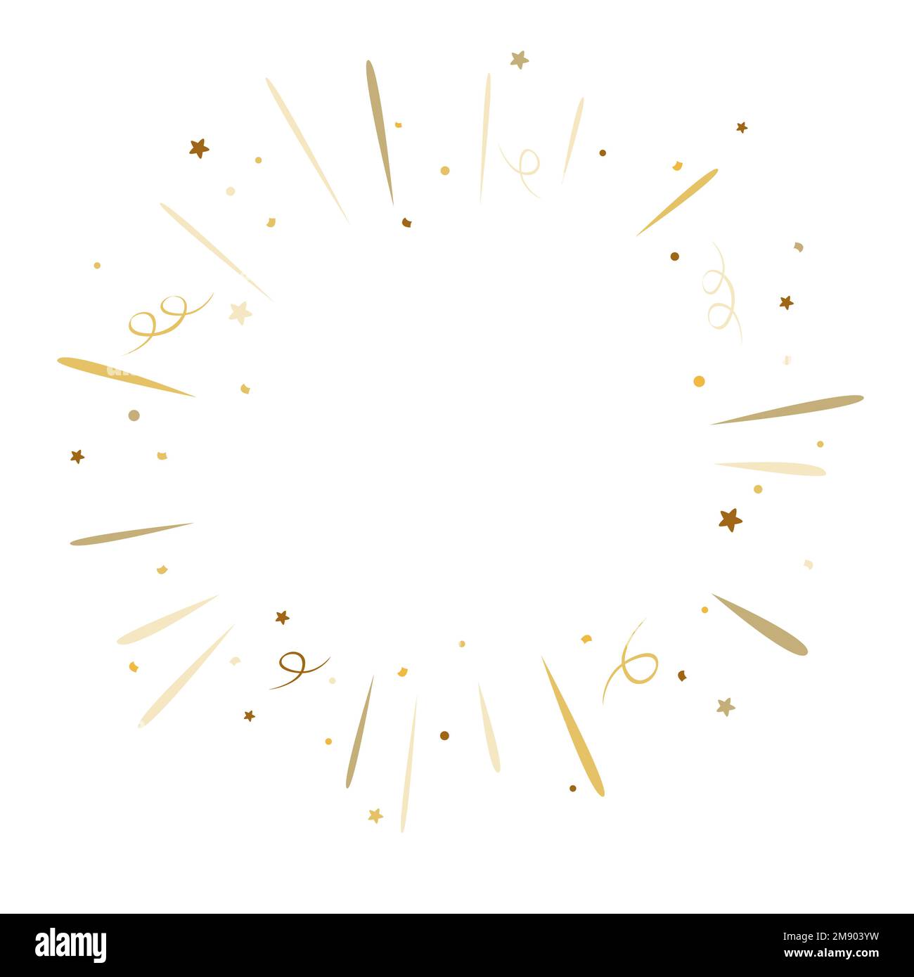 Vector retro firework frame with golden stars and abstract rays ...