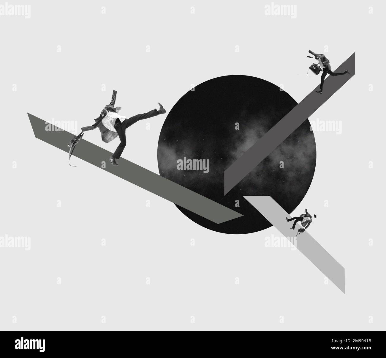 Contemporary art collage. Creative design. Working challenges. Business ...