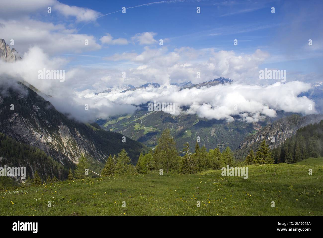 Landscape of Lienz Dolomites in Austria. Massive Alpine mountains. East ...