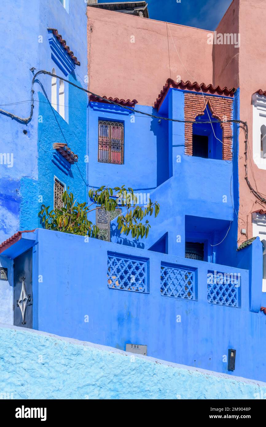 Homes and Riads in the beautiful city of Chefchaouen in Morocco. Known ...