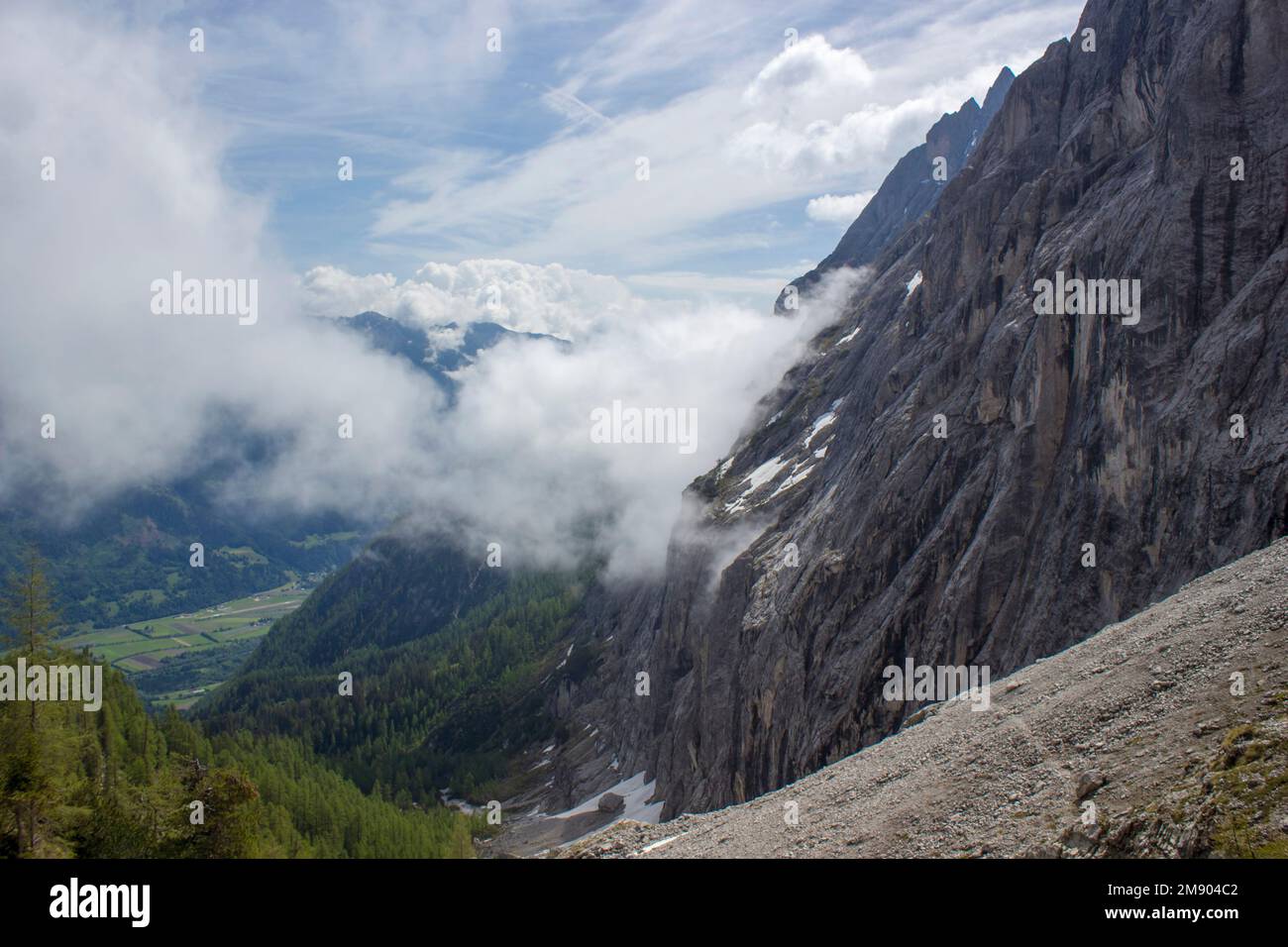 Landscape of Lienz Dolomites in Austria. Massive Alpine mountains. East ...