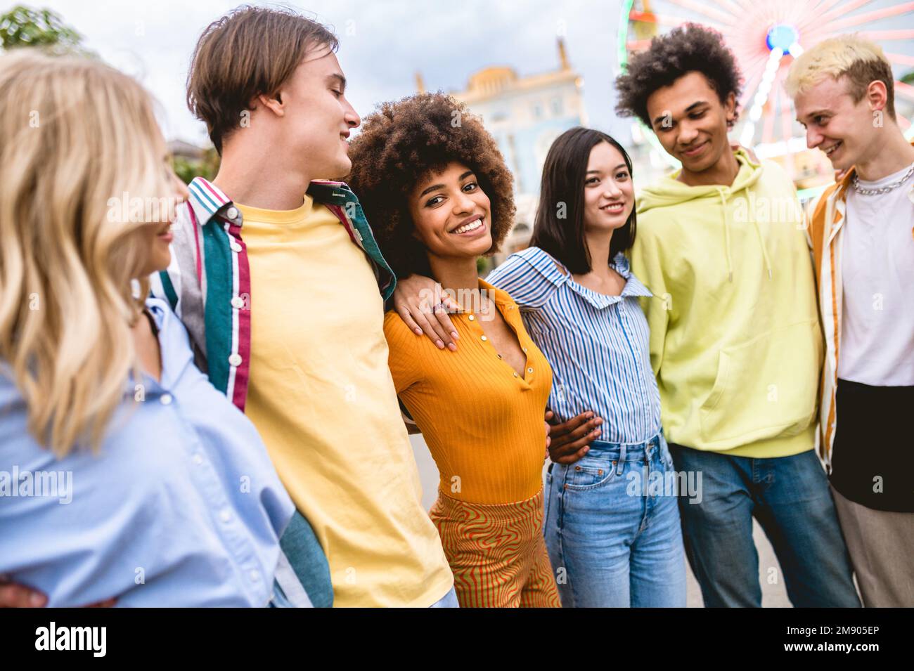 Multiracial young people together meeting and social gathering - Group ...