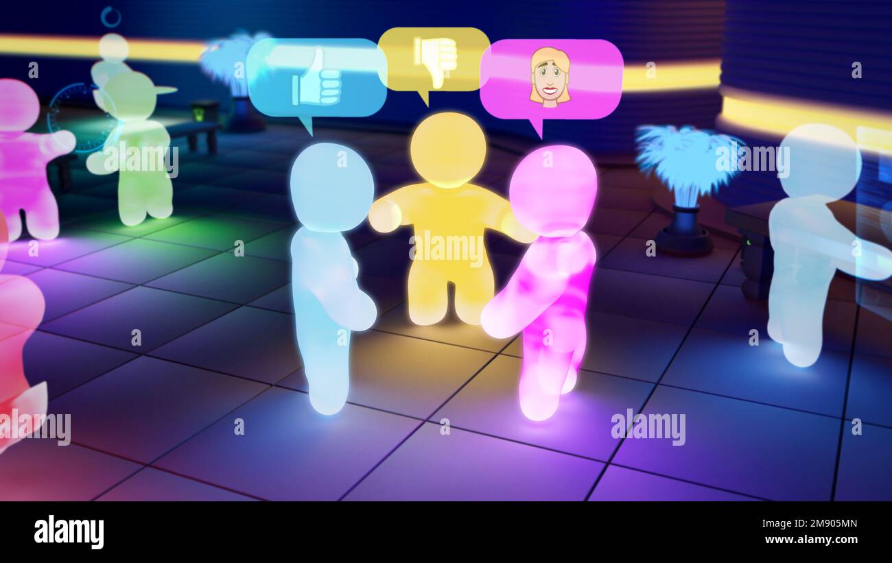 simulation or metaverse avatars talking - talking about girls with each ...