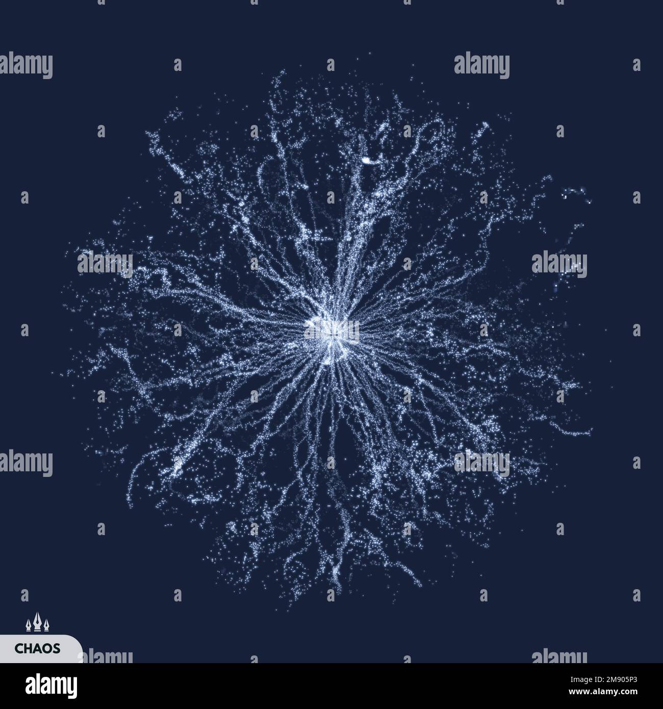 Array with dynamic particles. 3d futuristic technology style. Abstract background. Vector ...