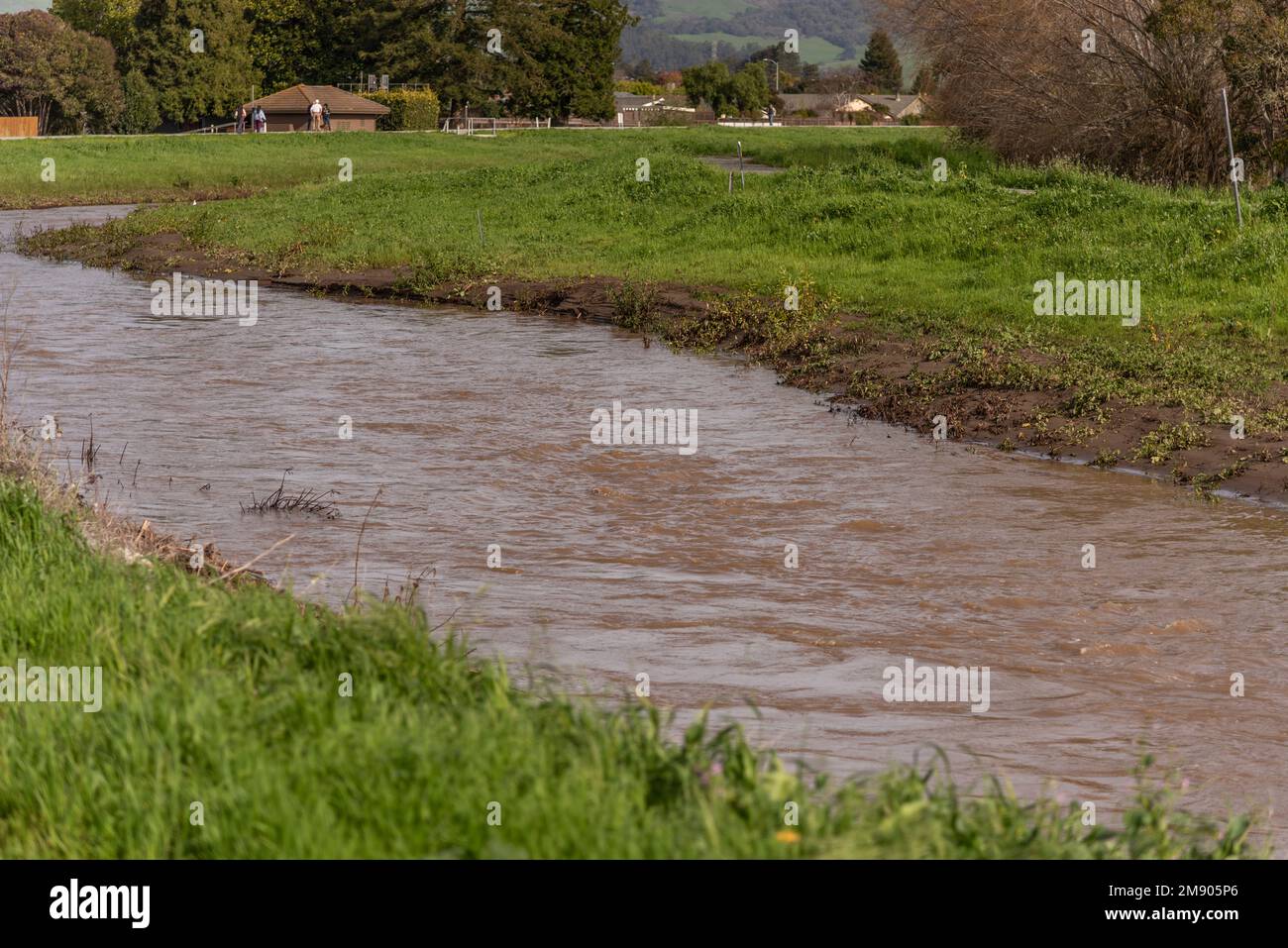 Santa Cruz County, Watsonville, CA, USA on January 12, 2023. High flood ...