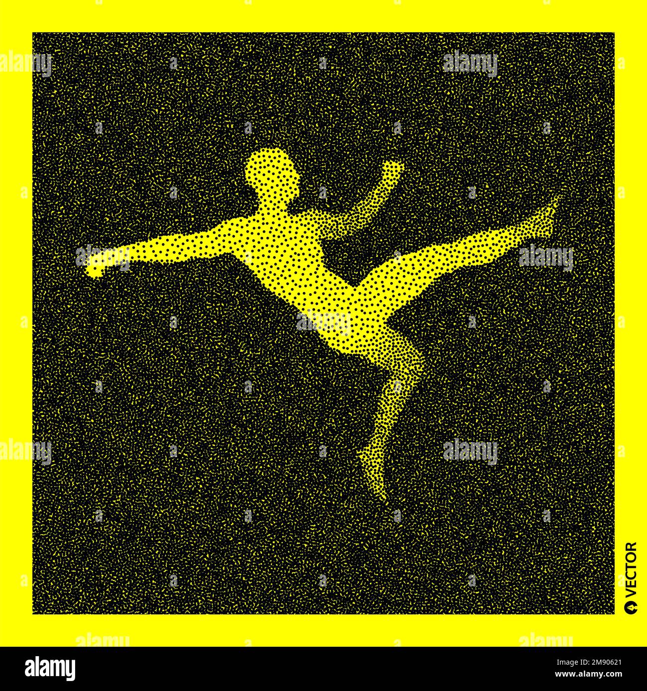 Football player. 3D Human Body Model. Black and yellow grainy design ...