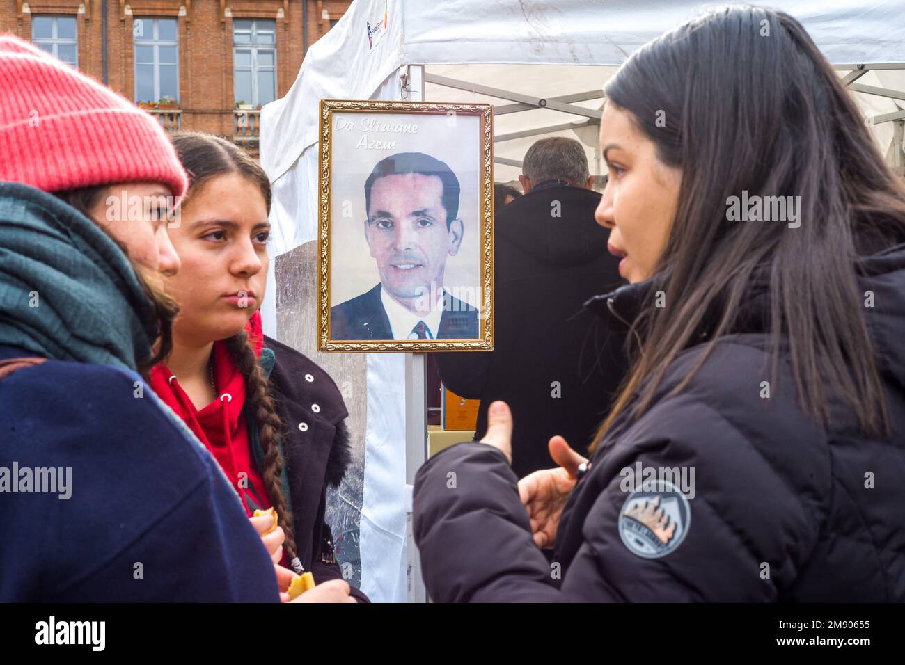 In photo in a gold frame, a known Berber musician. Celebration of ...