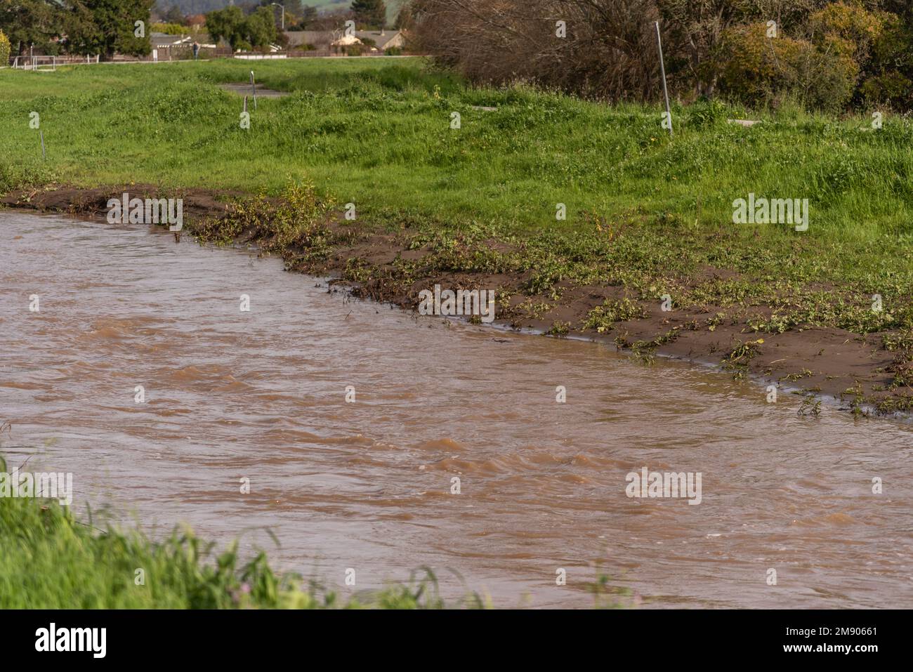 Santa Cruz County, Watsonville, CA, USA on January 12, 2023. High flood ...