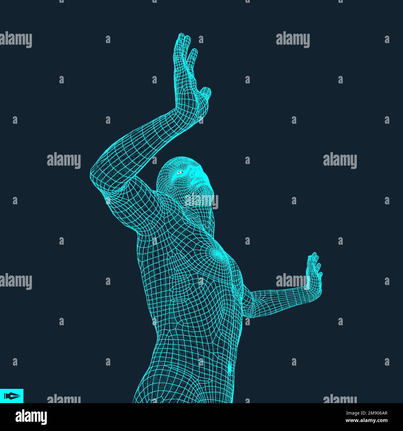 3D Model of Man. Human Body Wire Model. Design Element. Technology ...