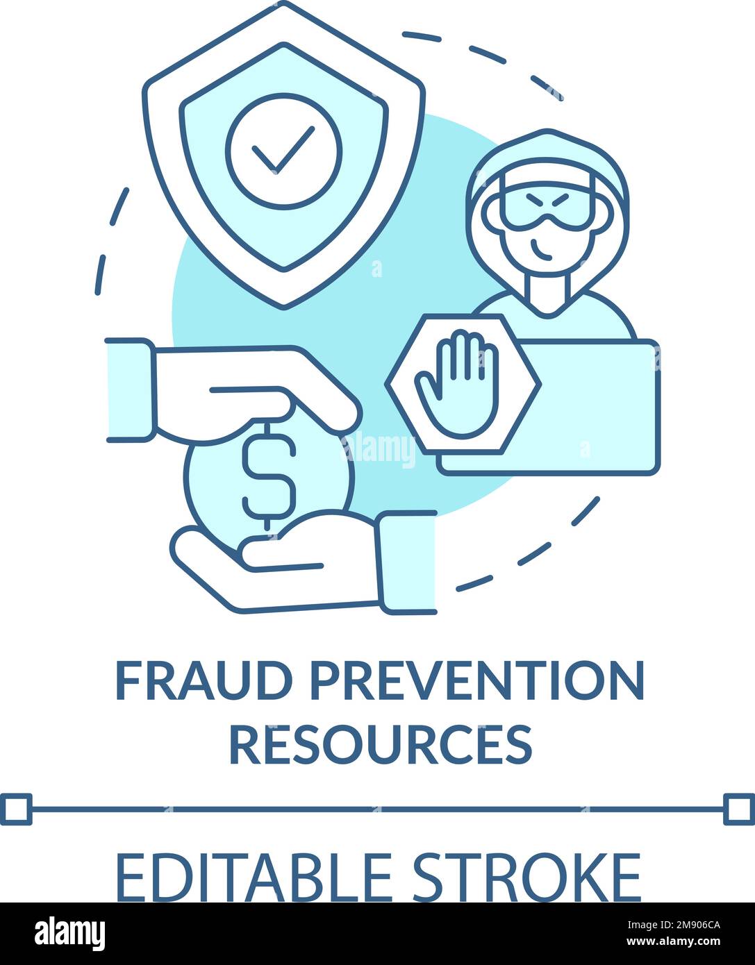 Fraud prevention resources turquoise concept icon Stock Vector Image ...